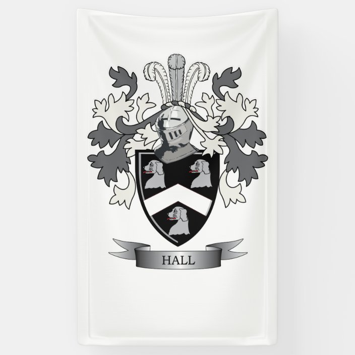 Hall Family Crest Coat of Arms Banner | Zazzle.com