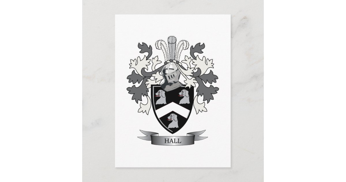 Hall Family Crest Coat of Arms Postcard | Zazzle