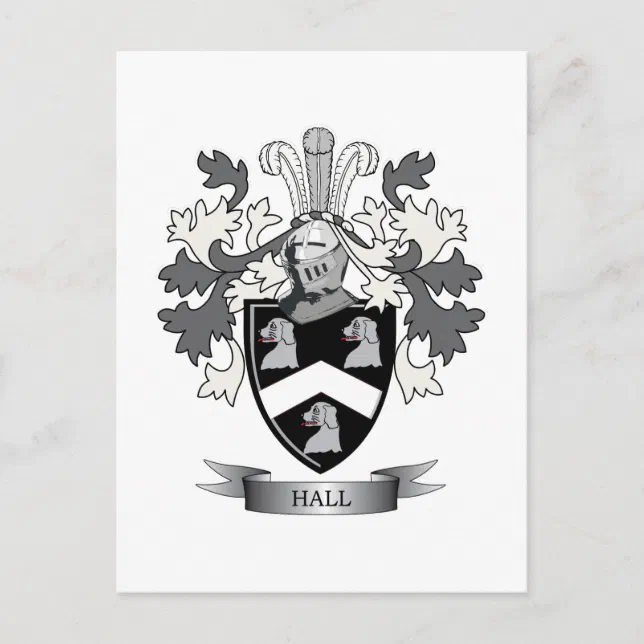 Hall Family Crest Coat of Arms Postcard | Zazzle