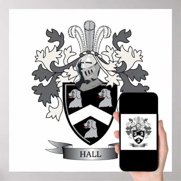 Hall Family Crest Coat of Arms Poster | Zazzle
