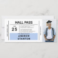 Hall Pass Grad Party Blue High School Invitation | Zazzle