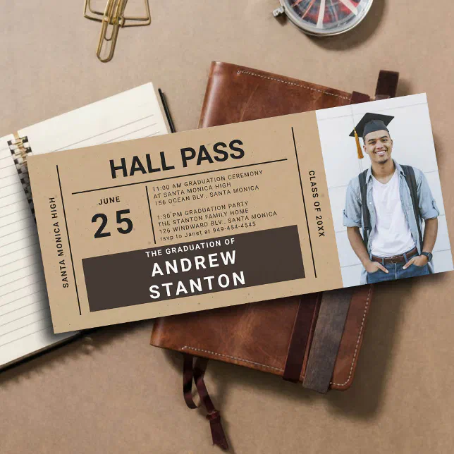 Hall Pass Grad Party Craft High School Invitation | Zazzle