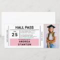 Hall Pass Grad Party Pink High School Invitation | Zazzle