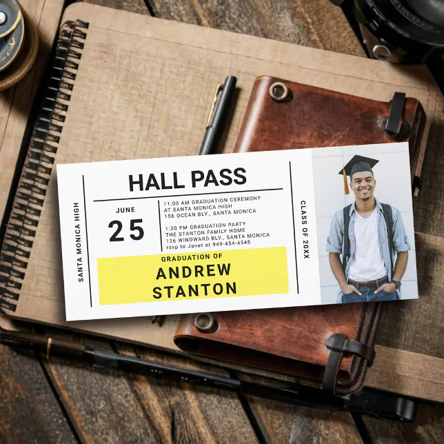 Hall Pass Graduation Party High School Invitation | Zazzle