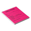 Hall Pass Pad (Neon Pink) | Zazzle