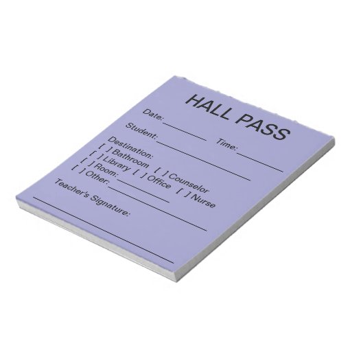 Hall Pass Pad (Sky) | Zazzle