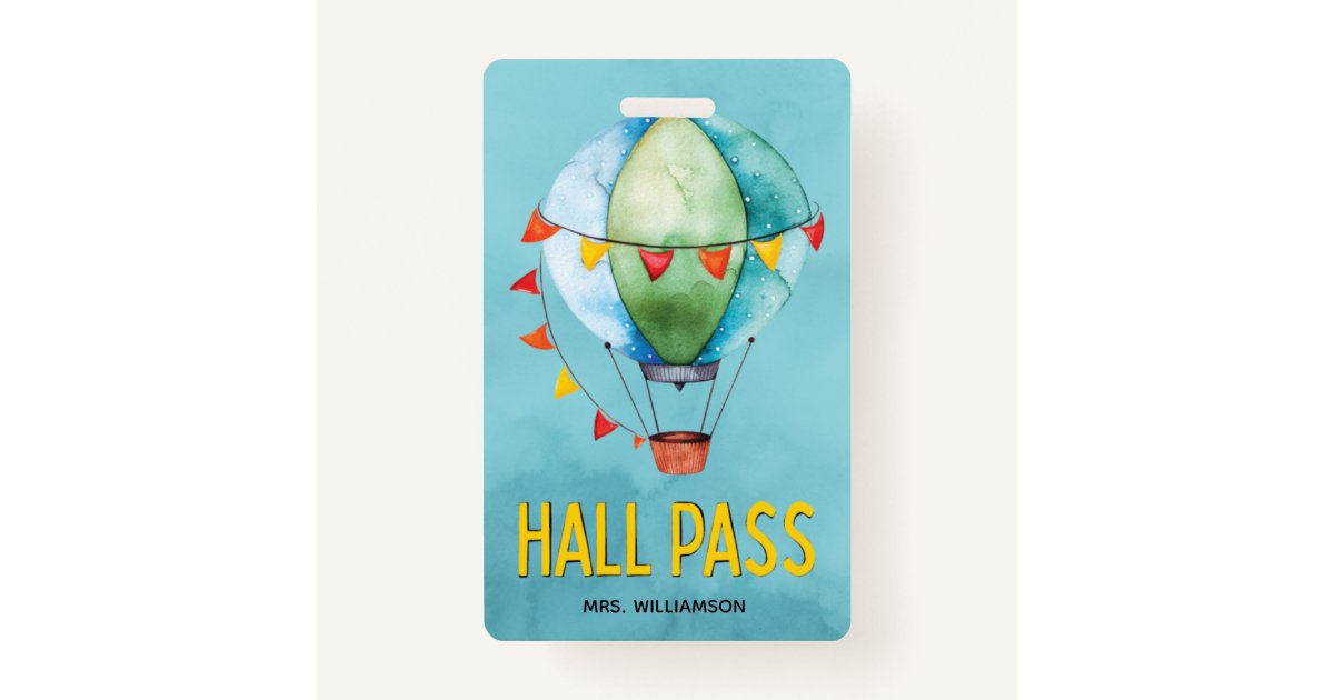 Hall Pass School Teacher Colorful Classroom Badge | Zazzle