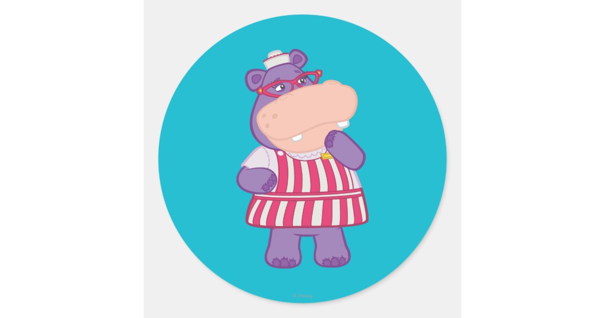 Hallie the Happy Hippo Classic Round Sticker | Zazzle