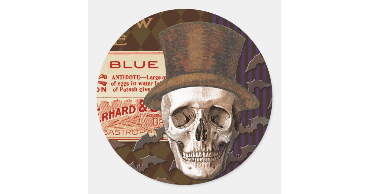 Hallow Eve Halloween Skull Classic Round Sticker | Zazzle