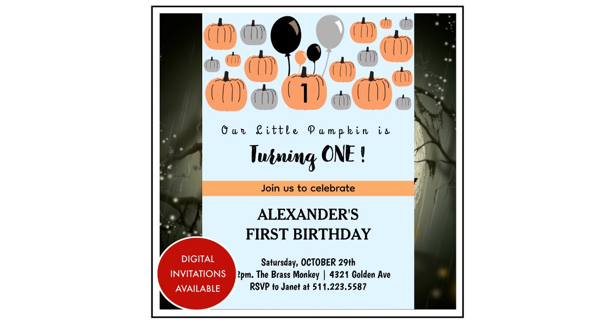 Halloween 1st birthday invitations october for kid | Zazzle