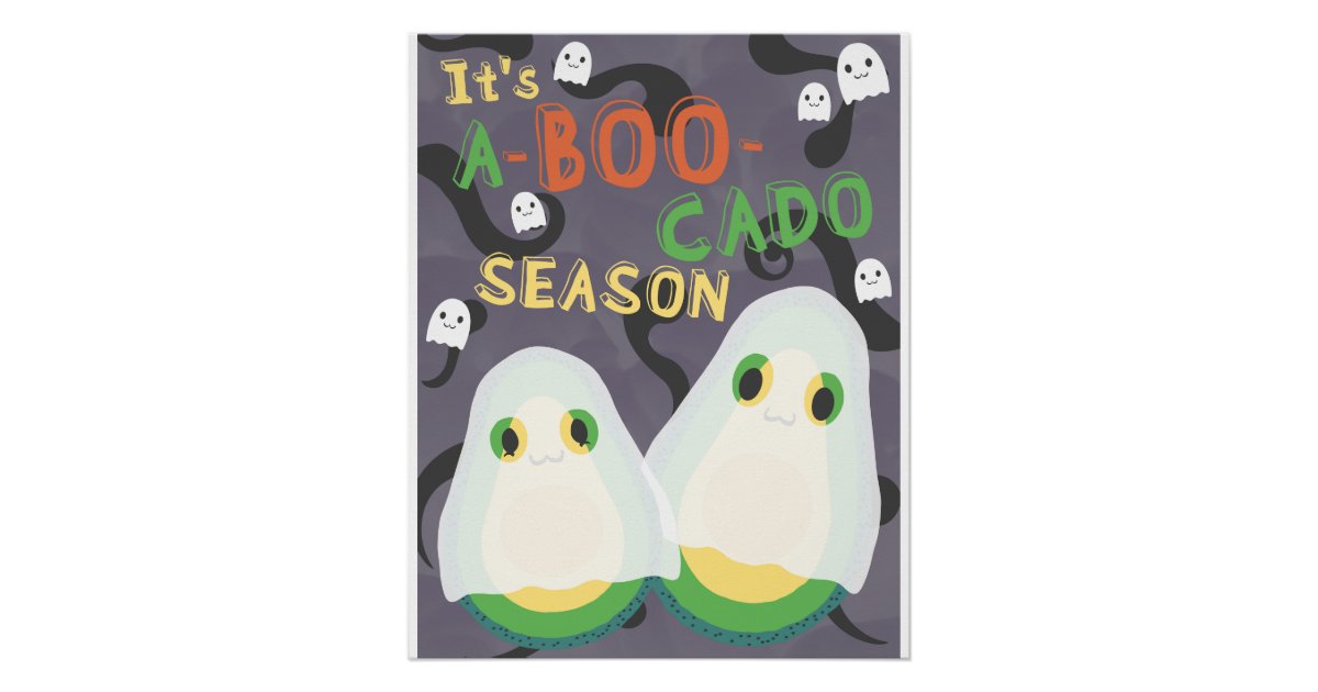 Halloween A-BOO-Cado Spooky Cute Avocado Ghosts Poster | Zazzle