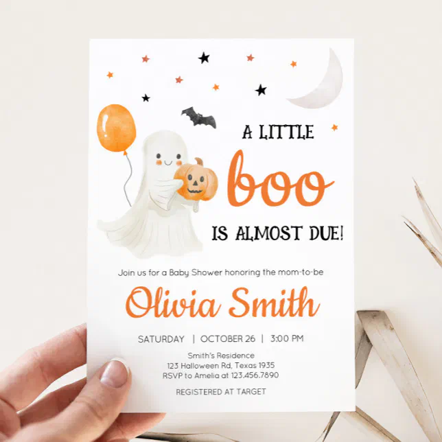Halloween A Little Boo is Almost Due Baby Shower Invitation | Zazzle