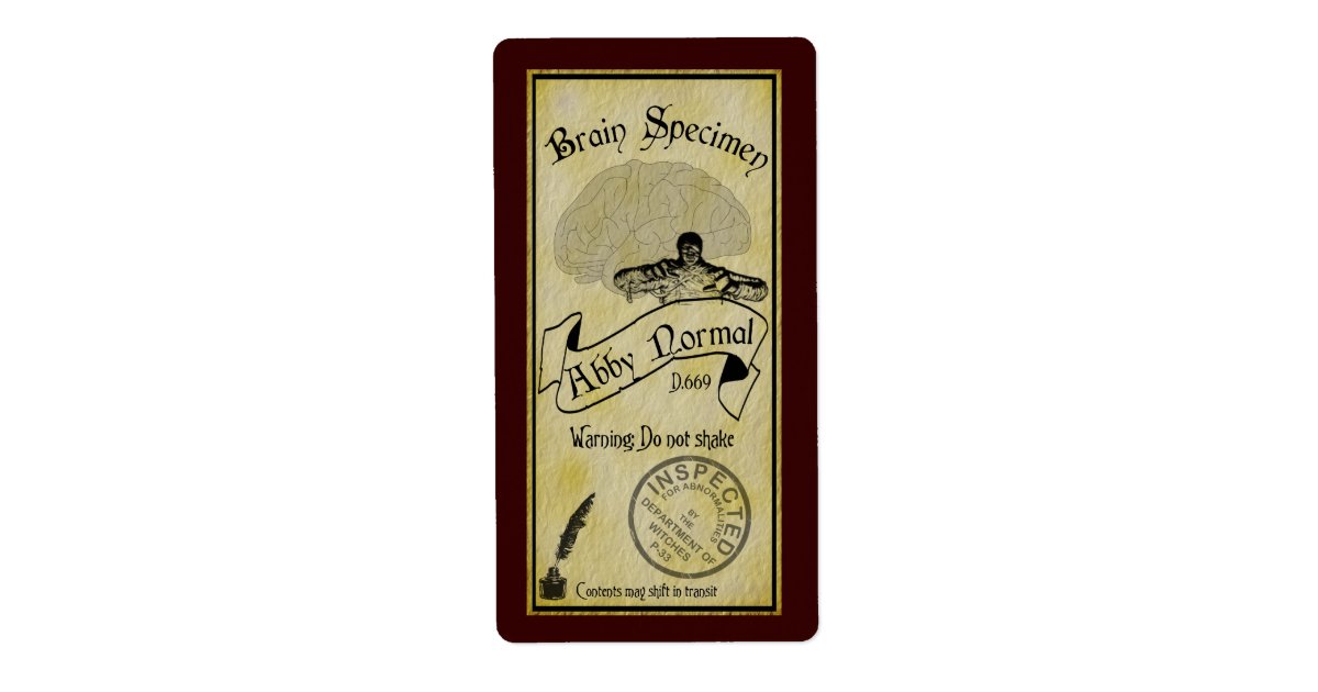 Halloween Abby Normal Bottle Label | Zazzle