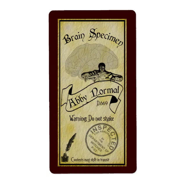 Halloween Abby Normal Bottle Label | Zazzle