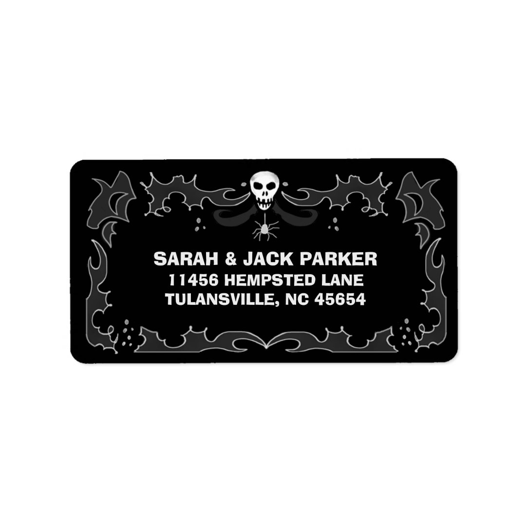Halloween Address Label - Black & White Skull | Zazzle