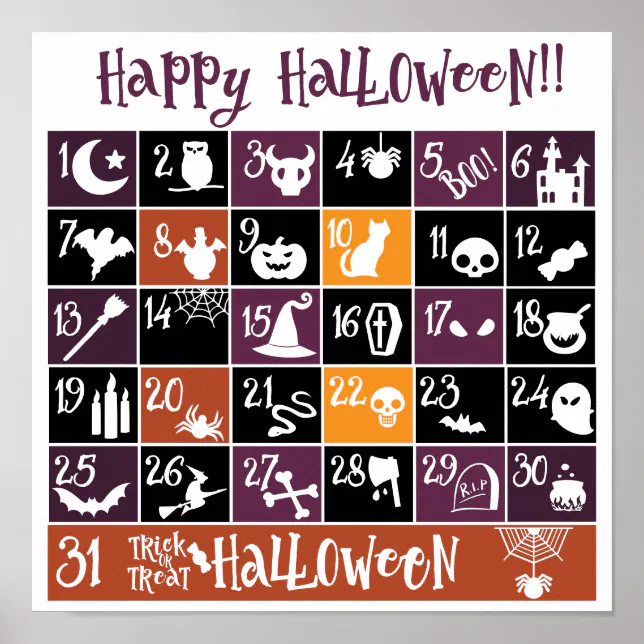 Halloween Advent Calendar Poster | Zazzle