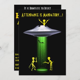 Halloween Alien Abduction Party Spooky Fun UFO Invitation | Zazzle