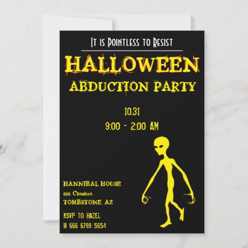 Halloween Alien Abduction Party Spooky Fun UFO Invitation | Zazzle