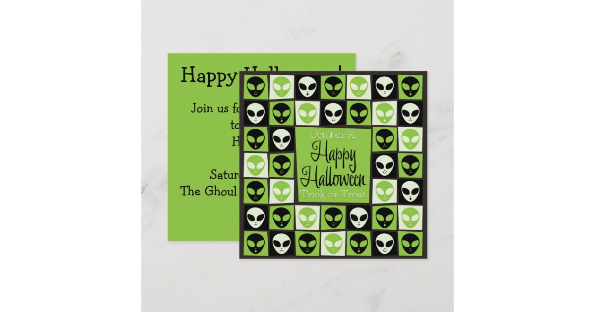 Halloween alien mosaic invitation | Zazzle