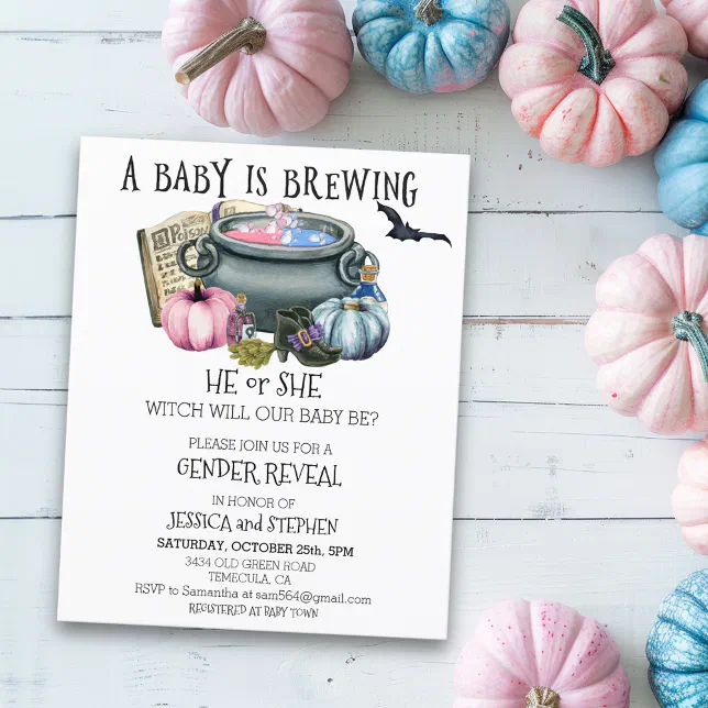 Halloween Baby Brewing Witch Gender Reveal Budget | Zazzle
