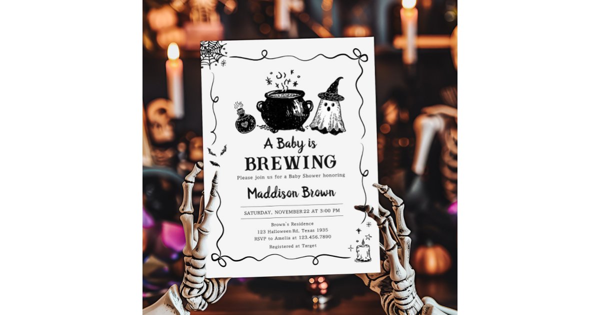 Halloween Baby is Brewing Baby Shower Invitation | Zazzle