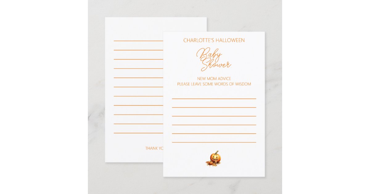Halloween Baby Shower Advice Fill Out Form Enclosure Card | Zazzle