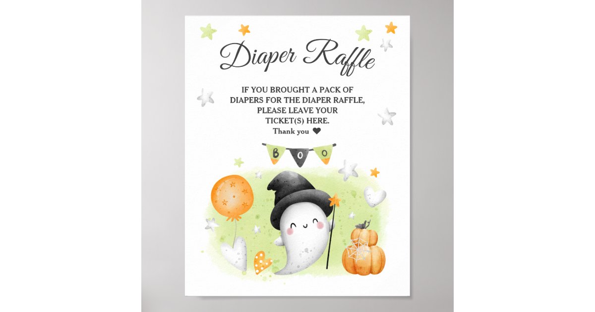 Halloween Baby Shower Diaper Raffle Sign | Zazzle