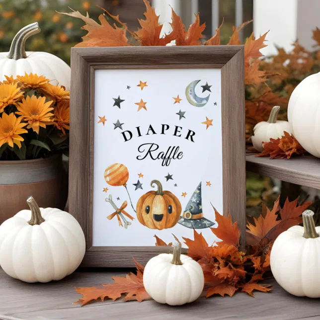 Halloween Baby Shower Diaper Raffle Sign | Zazzle
