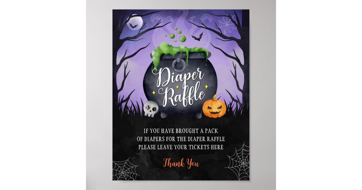 Halloween Baby Shower Diaper Raffle Sign | Zazzle