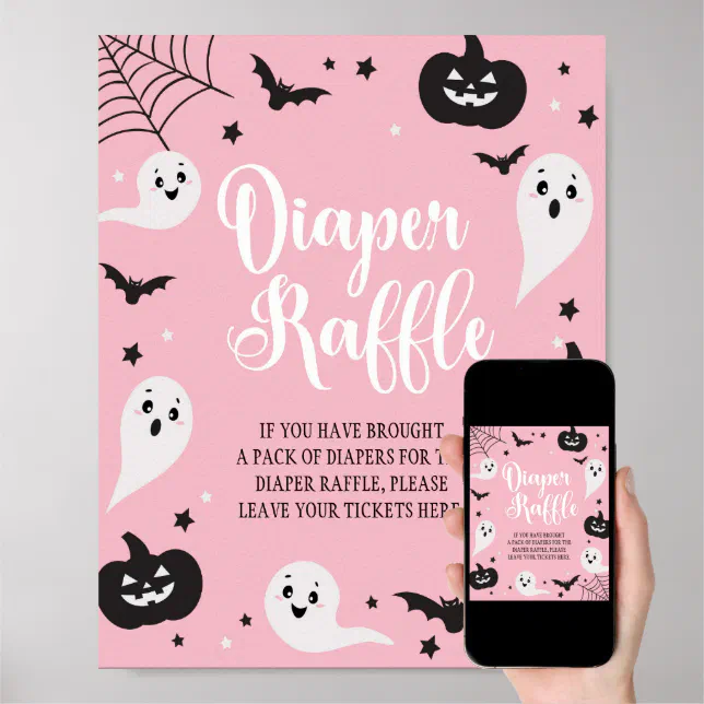 Halloween Baby Shower Diaper Raffle Sign Girl | Zazzle