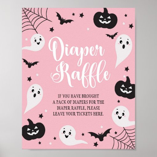 Halloween Baby Shower Diaper Raffle Sign Girl | Zazzle