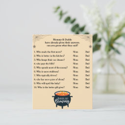 Halloween Baby Shower Game Guess Who Mom or Dad | Zazzle