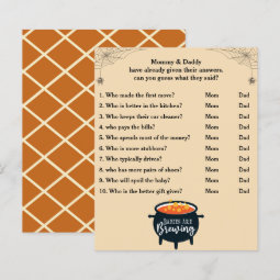 Halloween Baby Shower Game Guess Who Mom or Dad | Zazzle