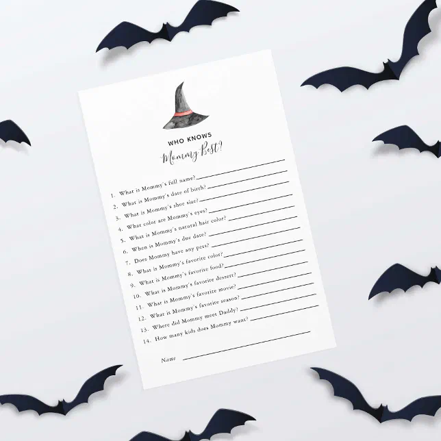 Halloween Baby Shower Game Witch Who Knows Mommy | Zazzle