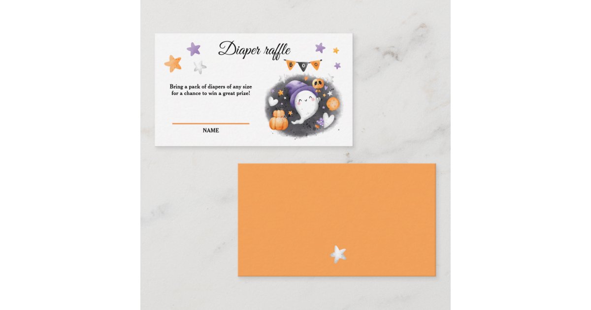 Halloween Baby Shower Ghost Diaper Raffle Card | Zazzle