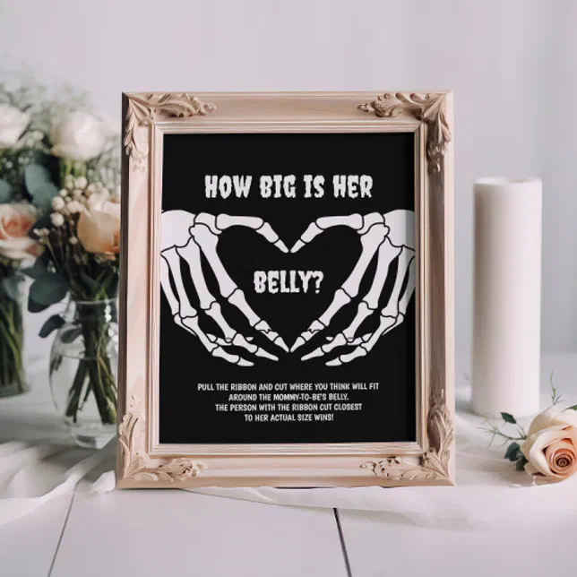 Halloween Baby Shower How Big Is Her Belly Sign | Zazzle