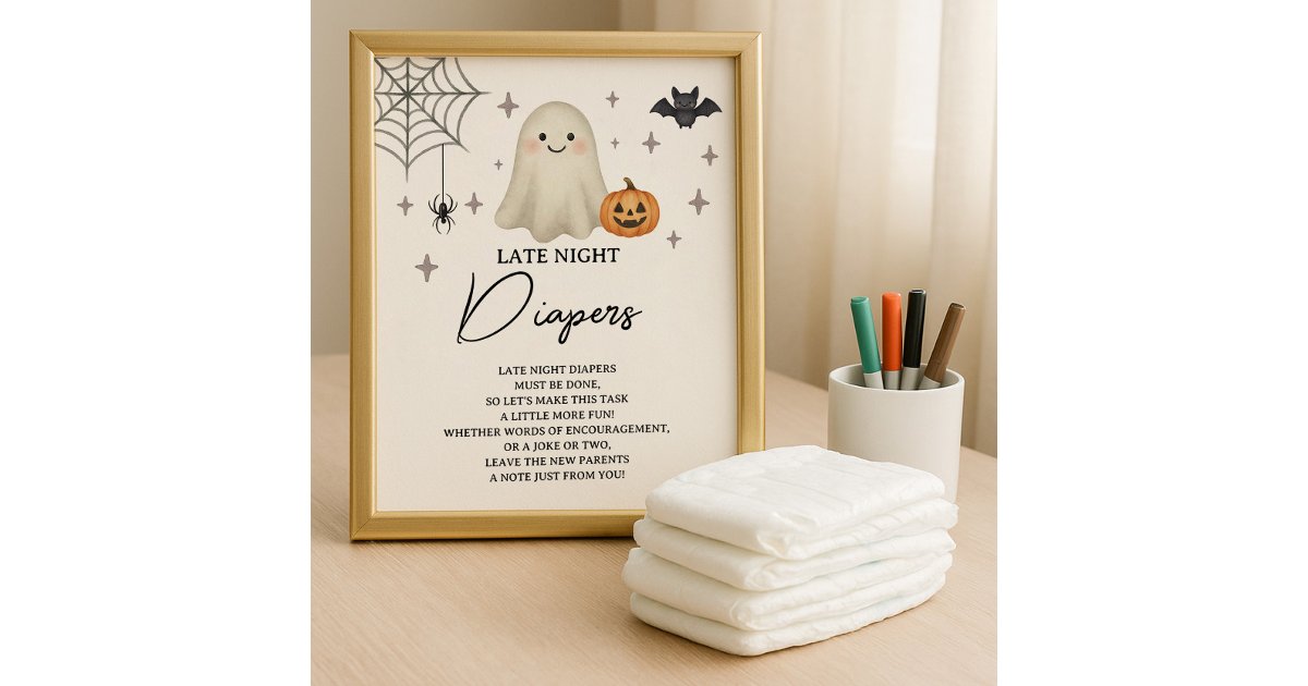Halloween Baby Shower Late Night Diapers Budget Flyer | Zazzle