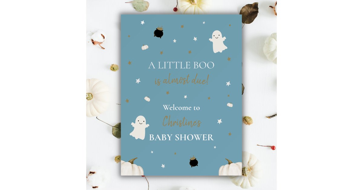 Halloween Baby Shower Little Boo Welcome Sign | Zazzle