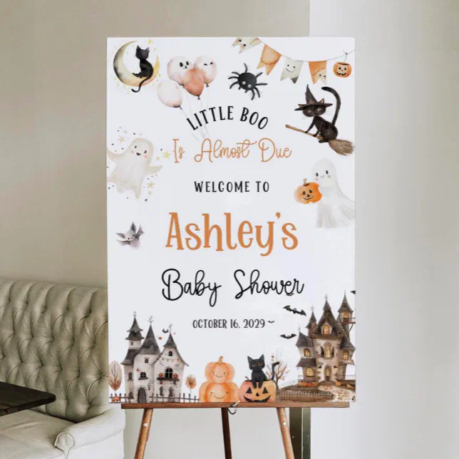 Halloween Baby Shower Welcome Sign | Little Boo Is | Zazzle