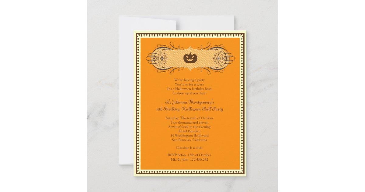 Halloween Ball Costume Party Invitation | Zazzle