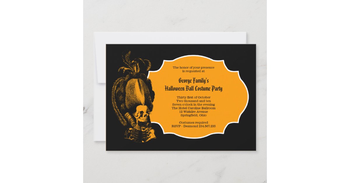 Halloween Ball Masquerade Costume Party Invitation | Zazzle