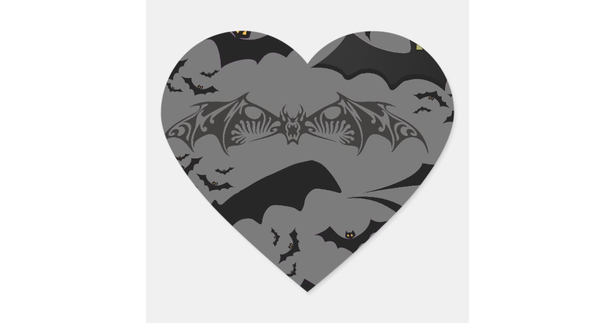 Halloween Bats Heart Sticker | Zazzle