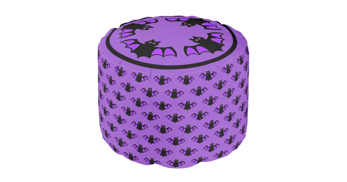 Halloween bats on violet pouf | Zazzle