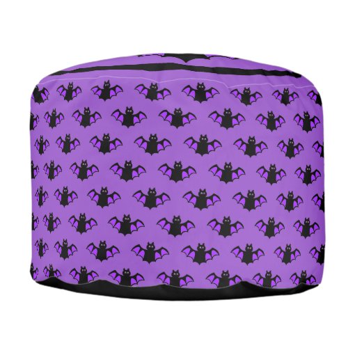 Halloween bats on violet pouf | Zazzle