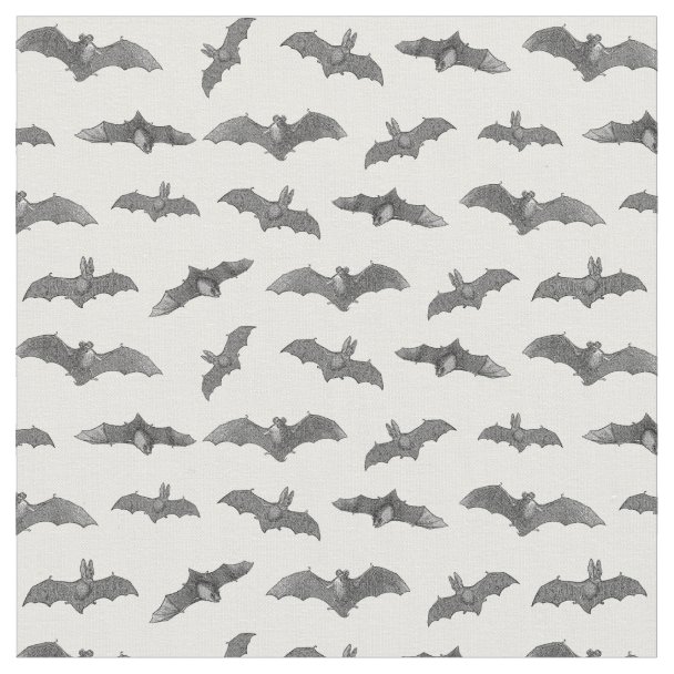 Halloween Bats Pattern Antique Bat Illustrations Fabric | Zazzle