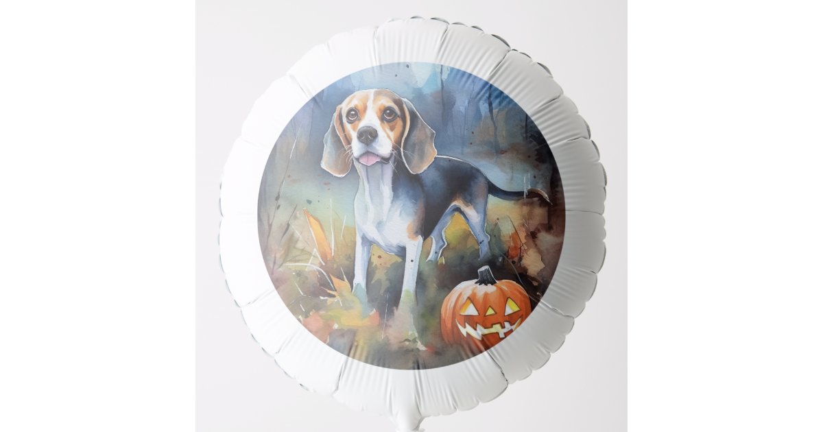 Halloween Beagle With Pumpkins Scary Balloon | Zazzle