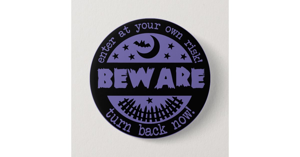 Halloween Beware Spooky Haunted House Button | Zazzle