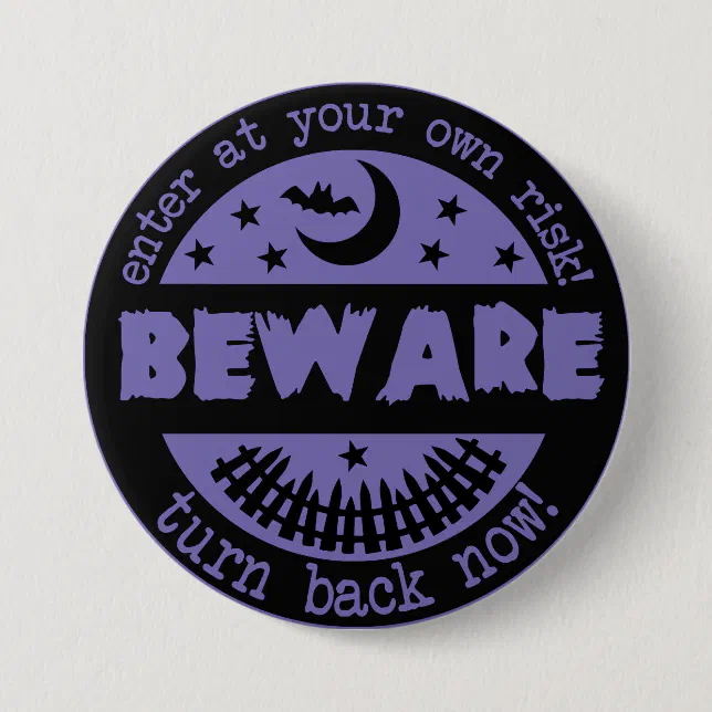 Halloween Beware Spooky Haunted House Button | Zazzle
