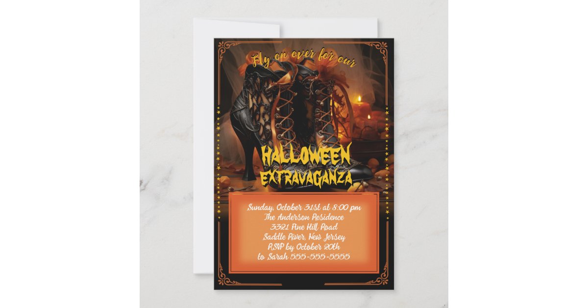 Halloween Bewitched Boots Invitation | Zazzle