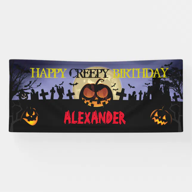 Halloween Birthday Banner - Creepy Pumpkin Banner | Zazzle